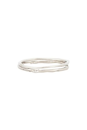 Dries Van Noten Set Of 2 Embellished Bangle Bracelets In Silver Tone Brass