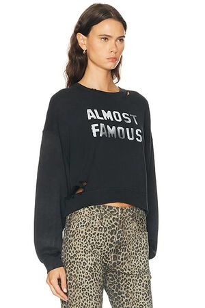 R13 Almost Famous Cropped Crewneck Sweatshirt