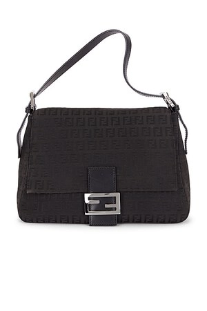 Fendi Zucchino Mama Baguette Shoulder Bag - Black