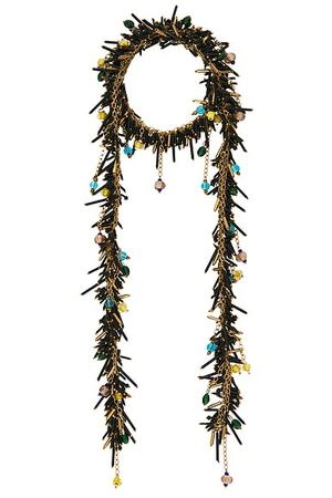 Dries Van Noten Handmade Bead Embroidered Scarf Necklace - Multi