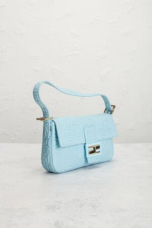 Fendi Logo Embossed Baguette Shoulder Bag