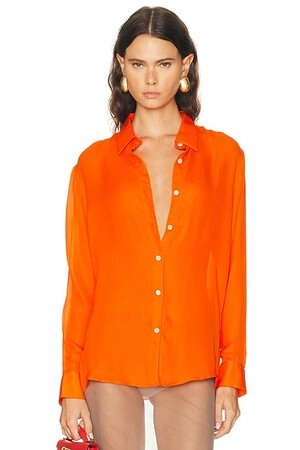 Sprwmn Mara Button Up Top - Orange