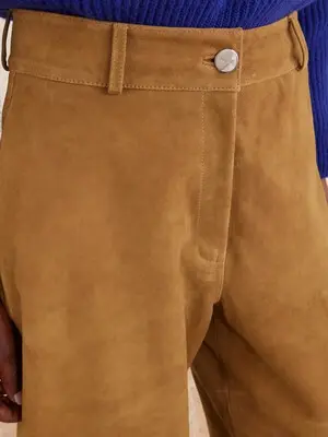 RÓHE Sculptural Paneled Suede Barrel-leg Trousers