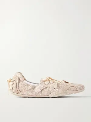 Acne Studios Bilaria Lace-up Cracklé Leather Ballet Flats - Neutrals