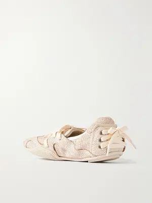 Acne Studios Bilaria Lace-up Cracklé Leather Ballet Flats - Neutrals