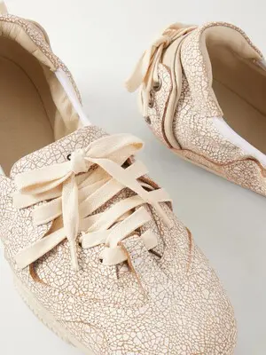 Acne Studios Bilaria Lace-up Cracklé Leather Ballet Flats - Neutrals