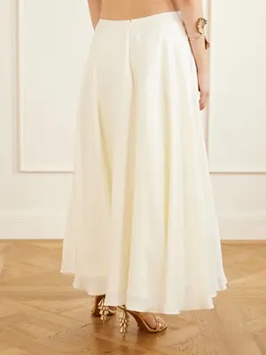 Cult Gaia Cyrene Silk-twill Midi Skirt - Neutrals