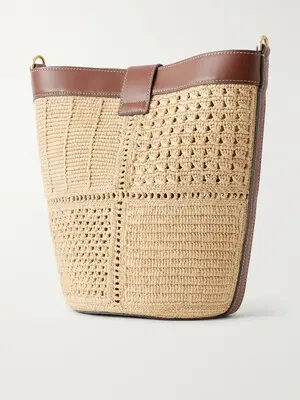ANYA HINDMARCH Raffia Crossbody Bag With Leather Trim And Turnlock Closure