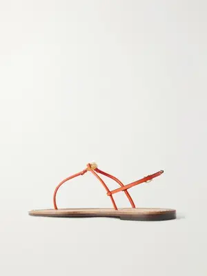 AMANU The Naivasha Embellished Leather Sandals - Orange