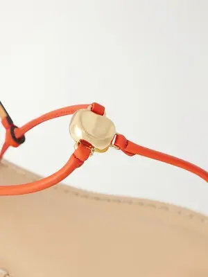 AMANU The Naivasha Embellished Leather Sandals - Orange