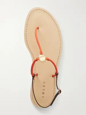 AMANU The Naivasha Embellished Leather Sandals - Orange