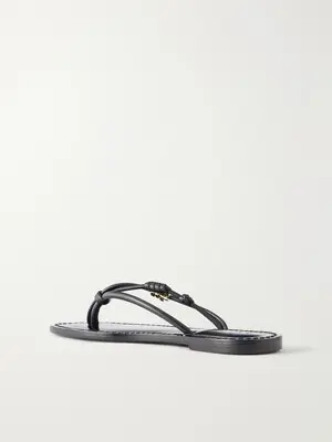 AMANU The Kiwayu Embellished Leather Thong Sandals - Black