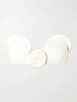 Magda Butrym Appliquéd Stretch-jersey Bikini Top - Neutrals