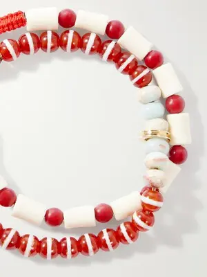 ROXANNE ASSOULIN Set Of Two Paprika Agate Beaded Bracelets