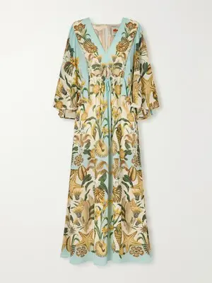 Farm Rio Marine Garden Floral-print Crepe De Chine Maxi Dress - Multi