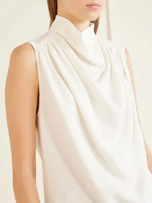 KALLMEYER Penny Sequined Ruched Striped Twill Top