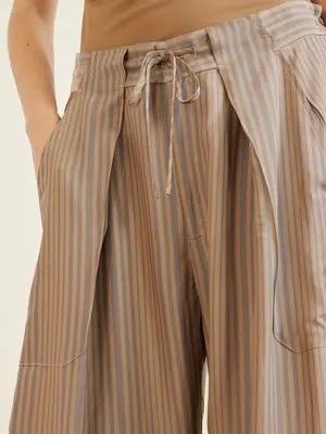 KALLMEYER Clemence Striped Twill Wide-leg Pants