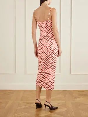Alaïa Polka-dot Jersey Midi Dress - Red