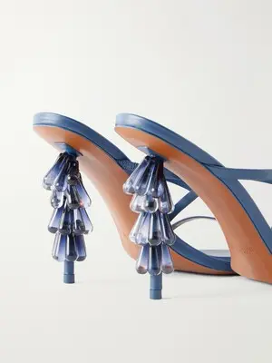 Cult Gaia Sage Bead-embellished Leather Stiletto Sandals