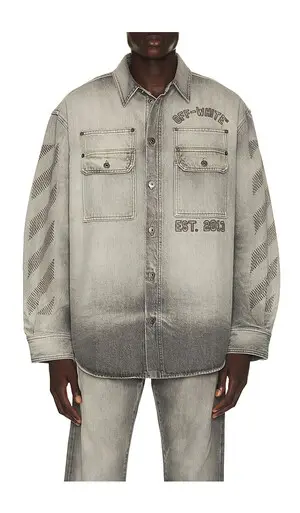 Off-White Denim Military Overshirt In . Also - Grey
