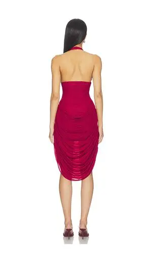 MAYGEL CORONEL Halterneck Ruched Midi Dress