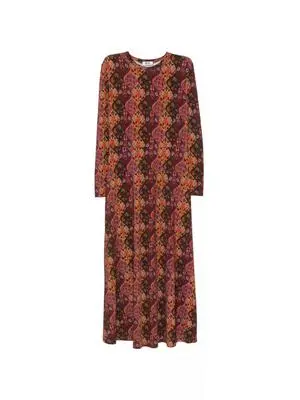 SIYU Floral-print Long-sleeve Midi Dress - Brown
