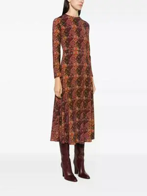 SIYU Floral Print Long Sleeve Midi Dress