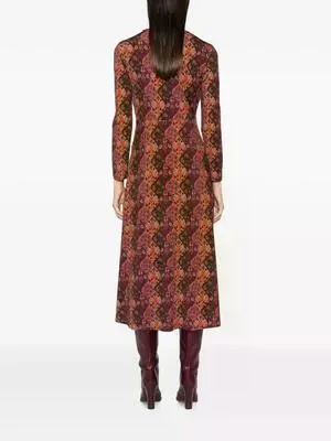 SIYU Floral Print Long Sleeve Midi Dress
