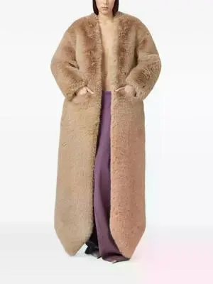 Giuseppe Di Morabito Faux-fur Open-front Long-sleeve Coat - Neutrals