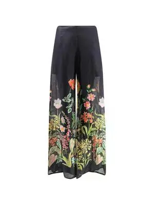 LAVI COUTURE Floral-print Palazzo Pants - Black