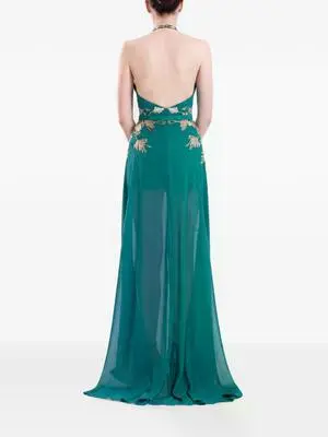 SAIID KOBEISY Embroidered Halterneck Maxi Dress