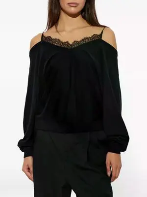 IRO PARIS Ivoire Lace-trim Cold-shoulder Sweater