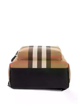 Burberry Check Print Leather Trim Backpack