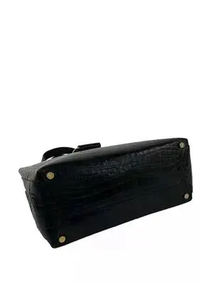 FERRAGAMO 2010-2026 Croc Embossed Leather Vara Bow Satchel