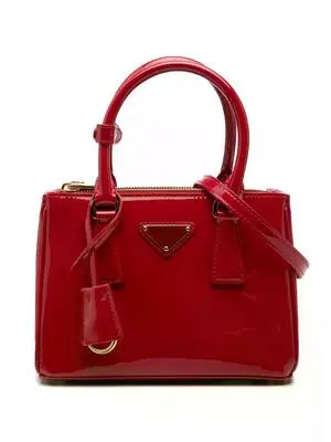 Prada 2013-2026 Mini Patent Galleria Double Zip Satchel - Red