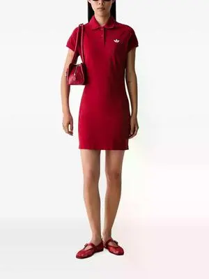 Adidas Mini Logo-embroidered Polo Dress - Red