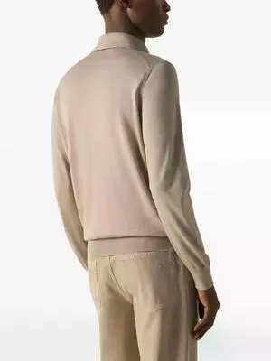 Zegna Light Taupe Mélange Cashseta Polo Shirt - Neutrals