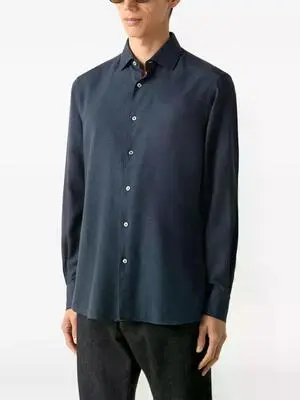 Zegna Navy Cashco Shirt - Blue