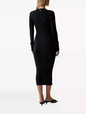 TWINSET Midi Ribbed-knit Button-cuff Dress