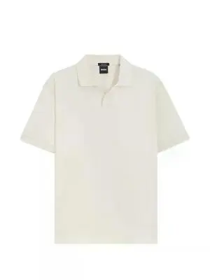 BOSS Cotton-jacquard Polo Shirt With Johnny Collar - Neutrals