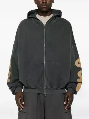 Fear Of God Logo-print Zip-up Hoodie - Grey
