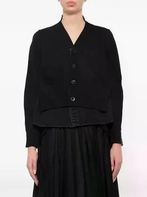 Sacai Denim-panelled Knit Cardigan