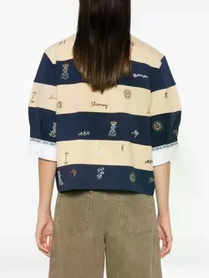 Sea Juliet Embroidered Striped Polo Shirt - Neutrals