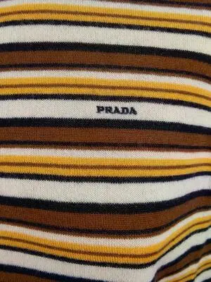 Prada Striped Short-sleeve Sweater