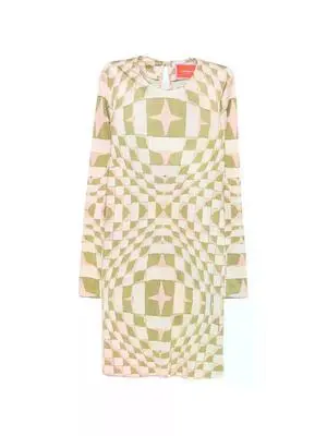 La DoubleJ Geometric-print Long-sleeve Midi Dress