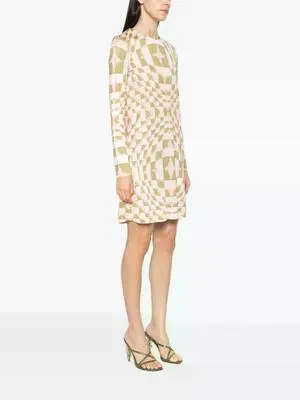 La DoubleJ Geometric-print Long-sleeve Midi Dress