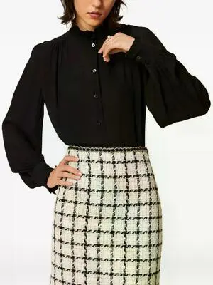 TWINSET Ruffle-trim Long-sleeve Shirt - Black