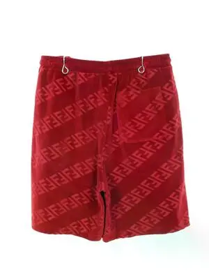 Fendi Zucca Logo-pattern Cotton Shorts - Red