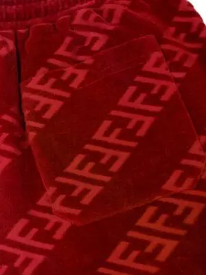 Fendi Zucca Logo Cotton Velour Shorts - Red