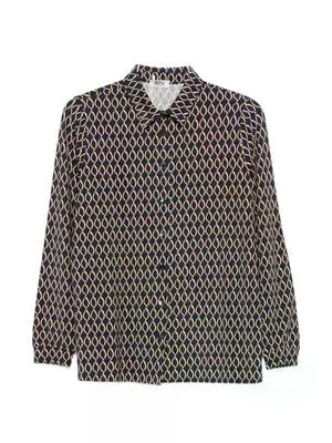 SIYU Geometric-print Button-up Shirt